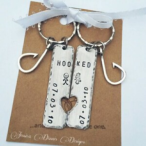 Hooked Bride & Groom Keychain Set of 2 - Wedding Gift - Bridal Shower ...
