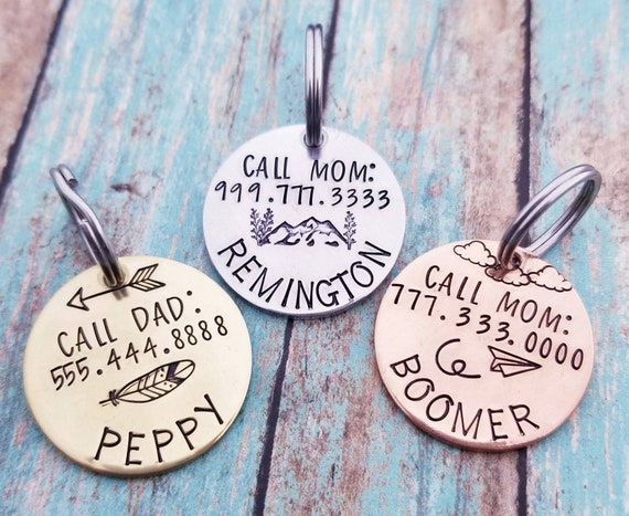 Unique Dog ID Tag Rustic Dog Tag Dog Name ID Cat Tag | Etsy