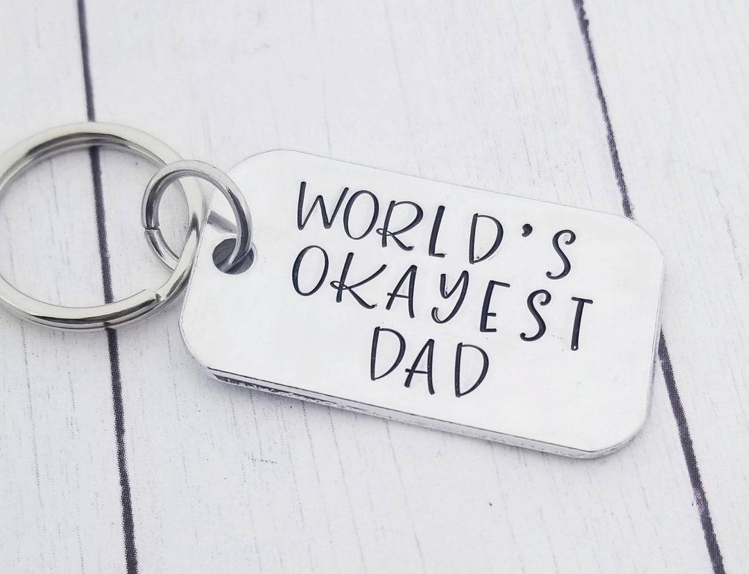 World's Okayest Dad Keychain - Funny Dad Gift - Dad Gag Gift for Father ...