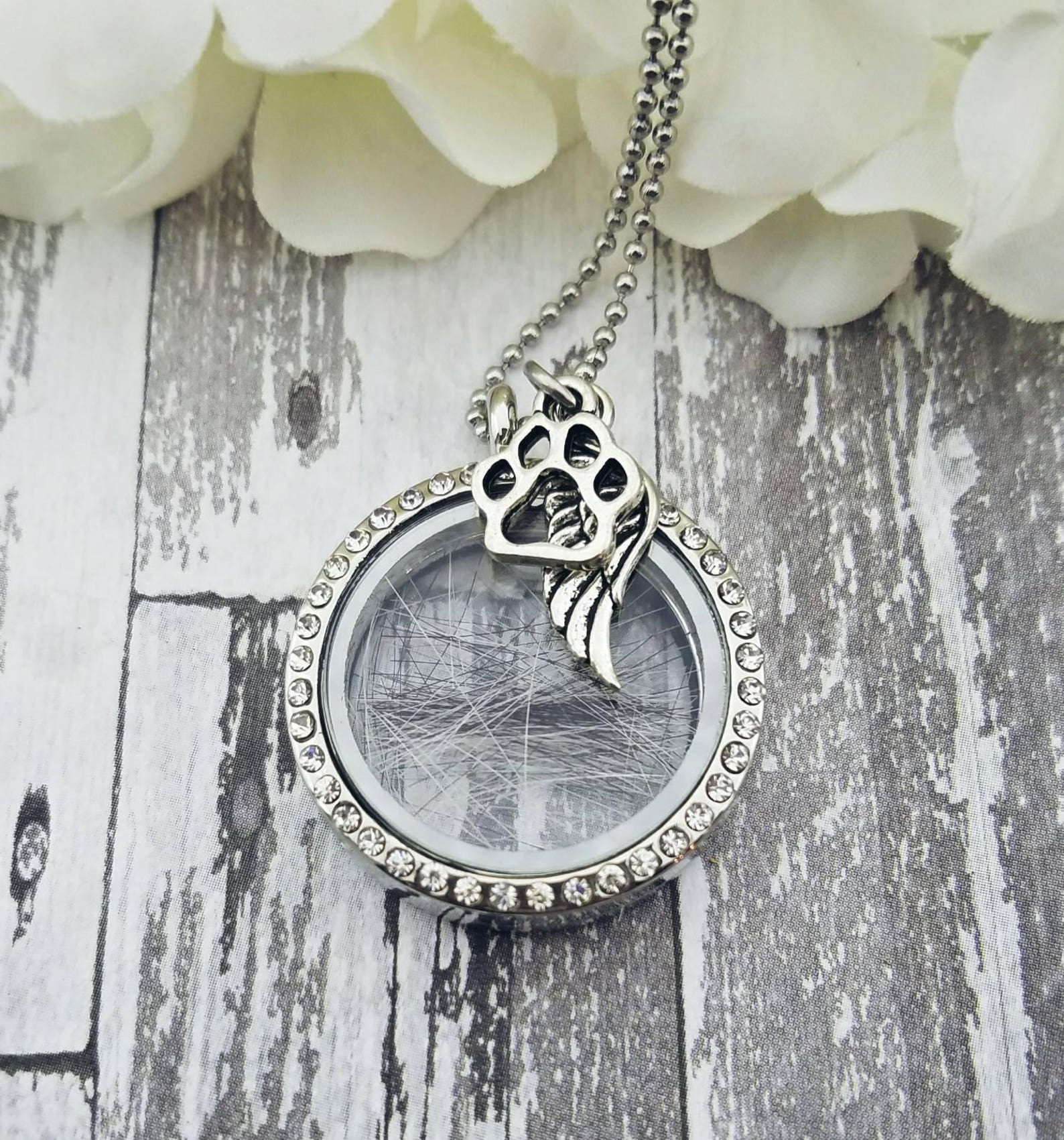 Pet Loss Memorial Locket Necklace for Pet's Hair Custom - Etsy