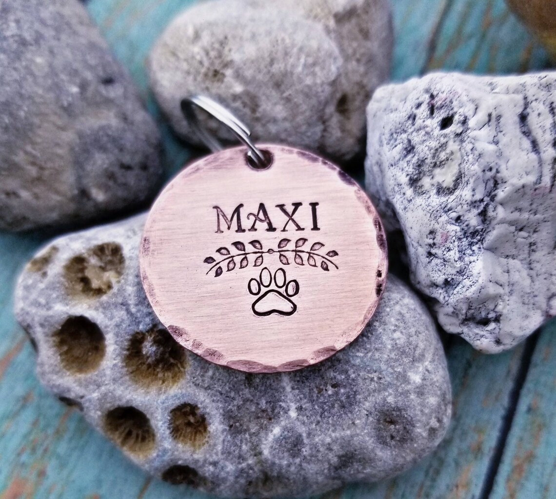 Rustic Pet ID Tag Cute Dog Tag Personalized Pet Tag Copper Dog - Etsy