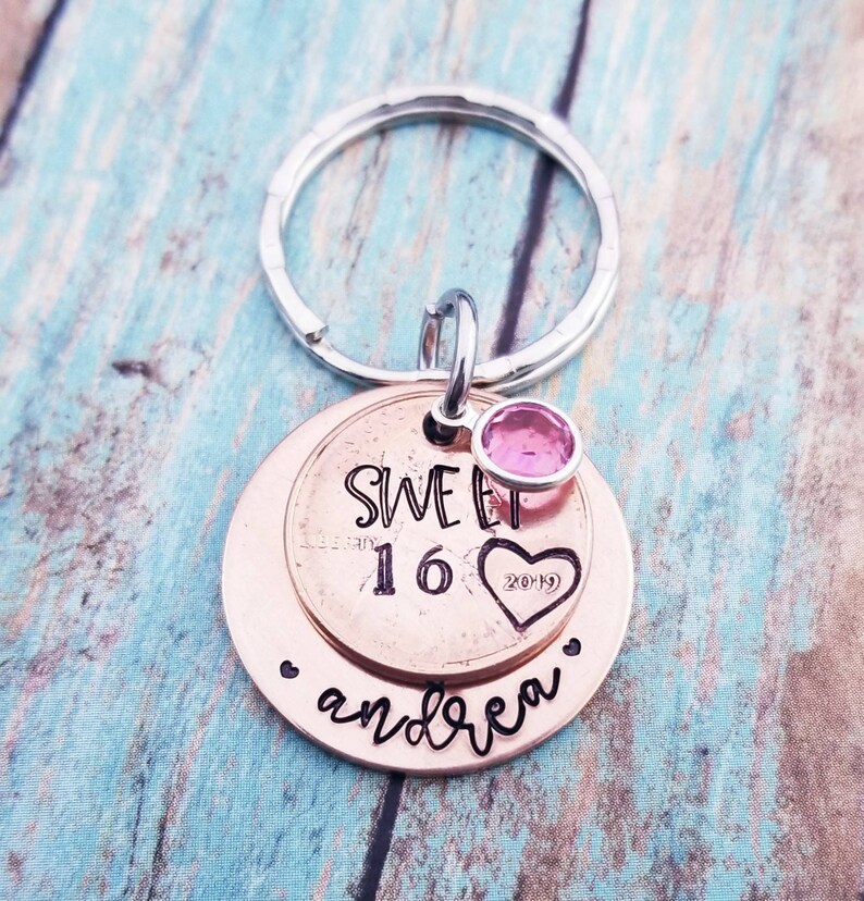Personalized Sweet 16 Penny Keychain Sweet 16 Gift 16th - Etsy