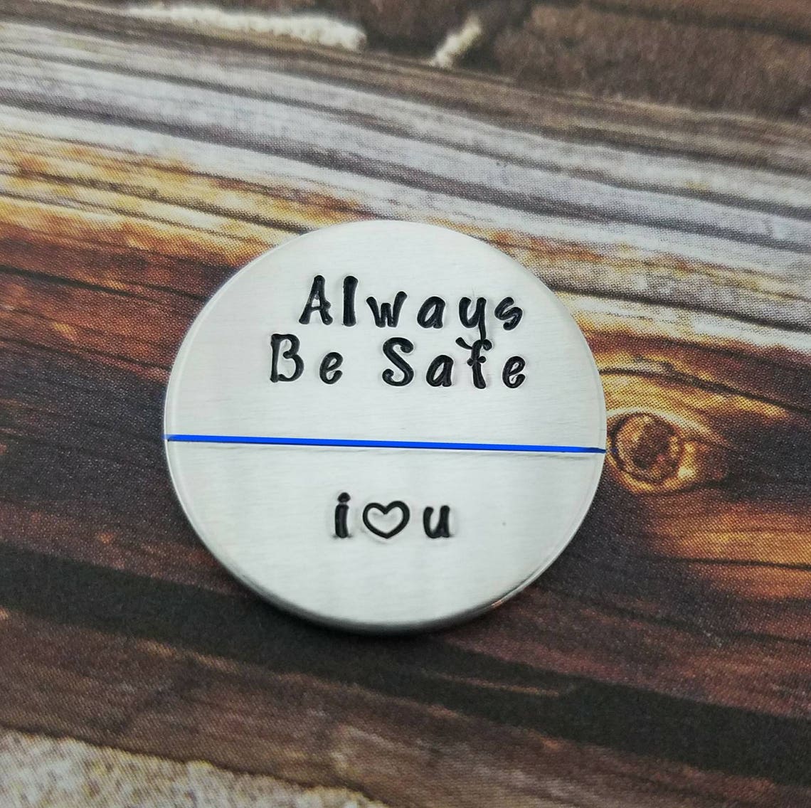 Custom Blue Line Pocket Token Please Be Safe Husband Gift - Etsy