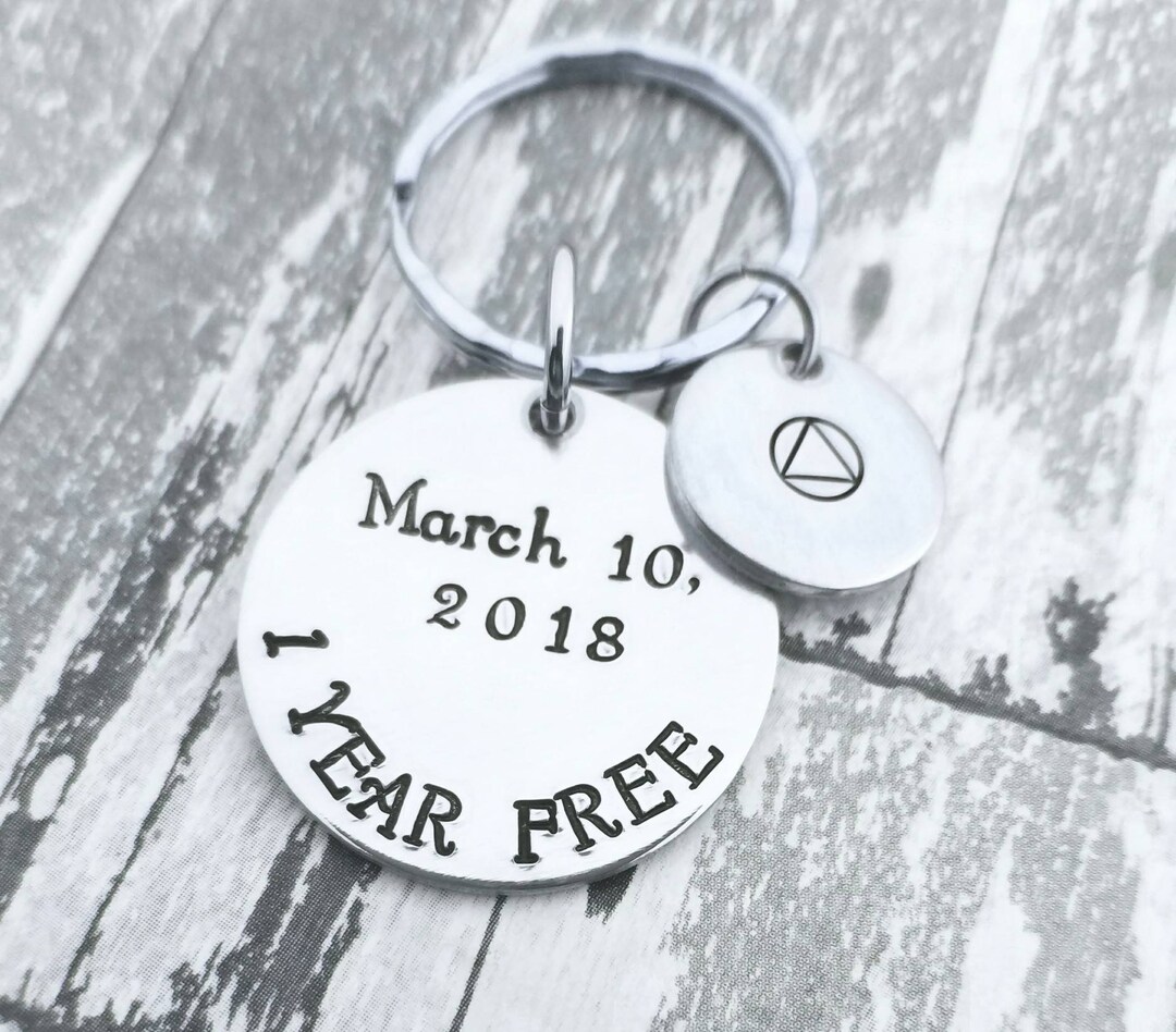 Personalized Sobriety Keychain: 1 Year Sober Gift - Etsy