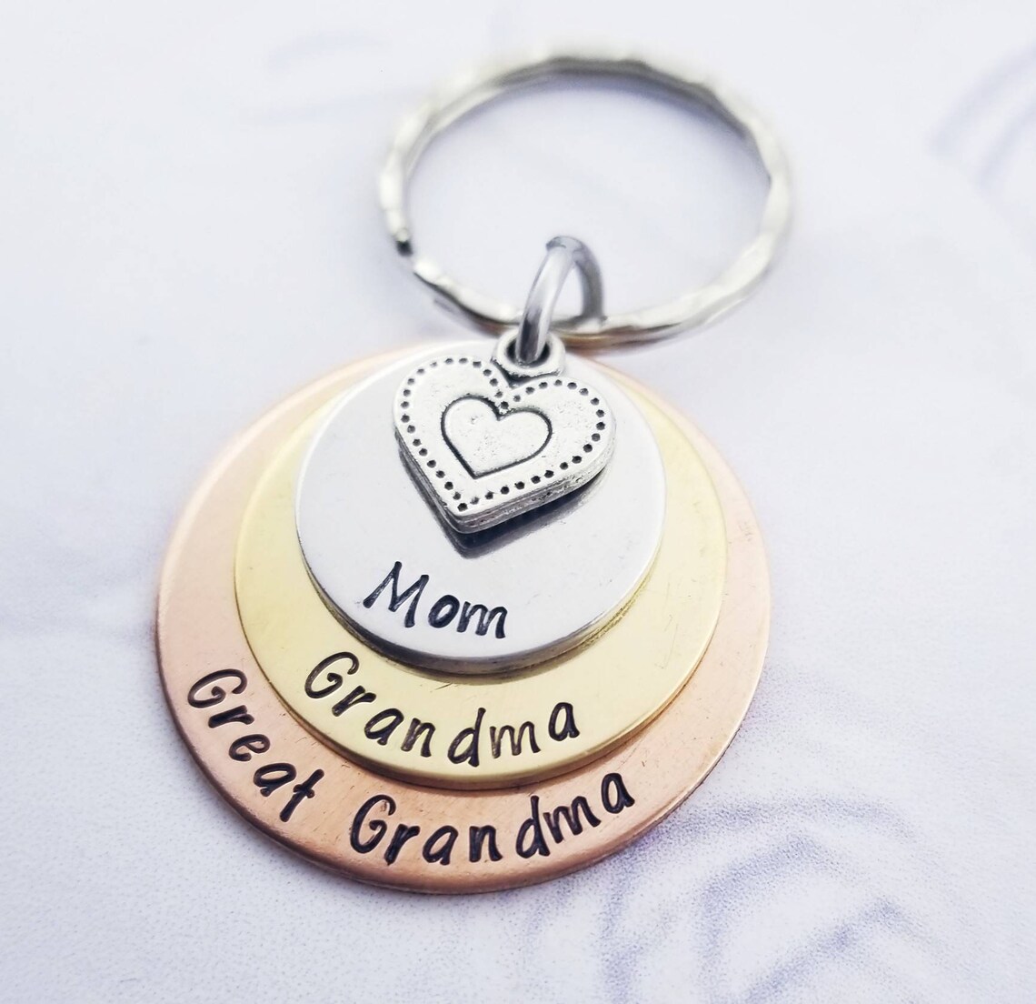 Mixed Metals 3 Disc Keychain Mom grandma Great-grandma 3 - Etsy