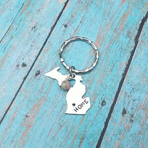 Michigan Jewelry - Petoskey Stone Necklace or Keychain * Hand Stamped ...