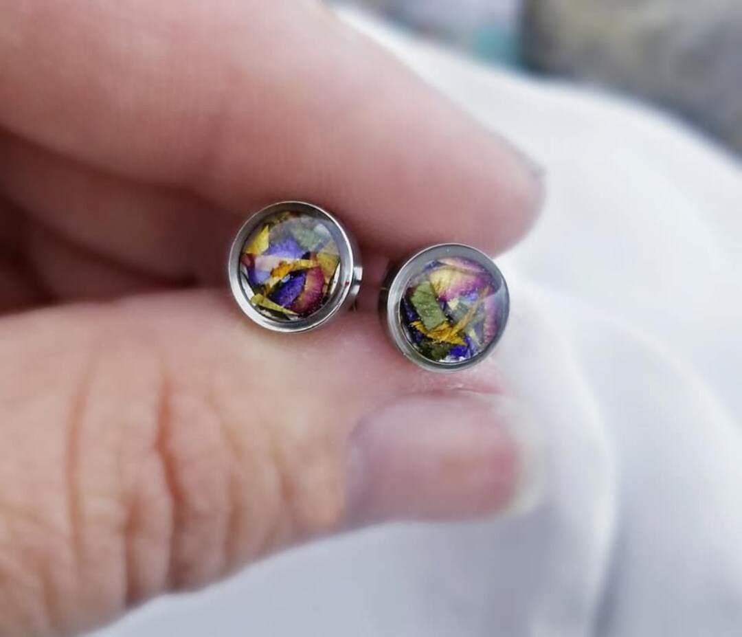 Real Flower Earrings - Funeral Flower Jewelry - Memorial Earrings ...