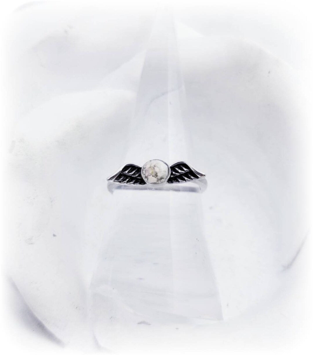 Cremation Ring - Angel Wing Ring for Pet's Ashes - Custom Memorial Ring ...