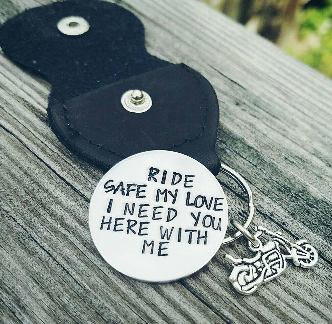 Motorcycle Rider Leather Keychain With Hand Stamped Coin | Etsy