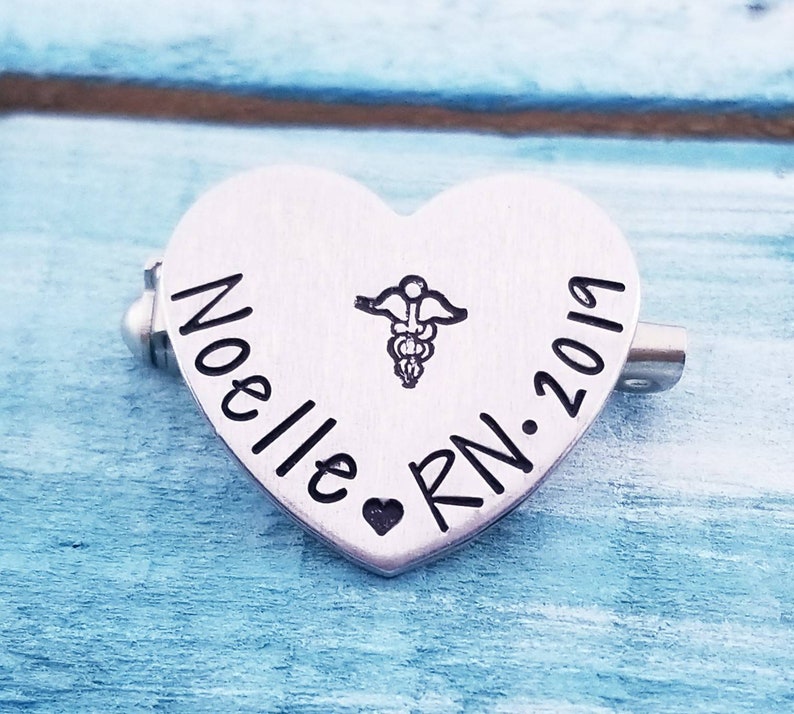 Heart Nursing Pin RN Pin BSN Pin Personalized Pin for Nurse - Etsy