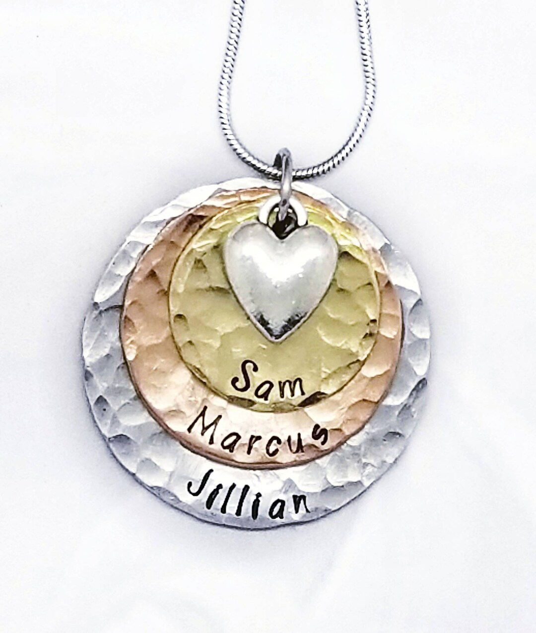 Layered Necklace - Mixed Metals Mom Necklace - 3 Names - Personalized ...