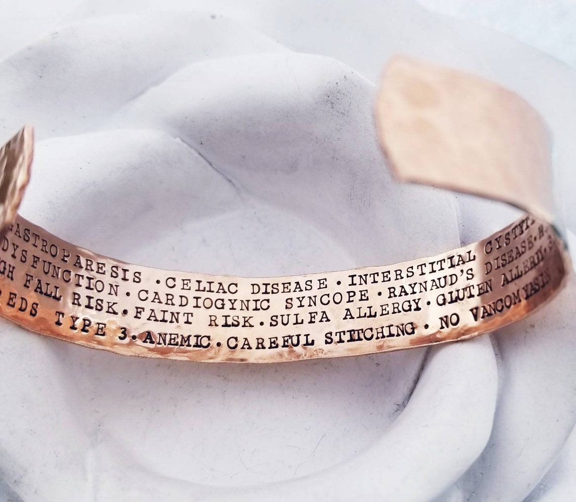 Medical ID Bracelet Copper Medical Alert Bracelet Medical ID - Etsy