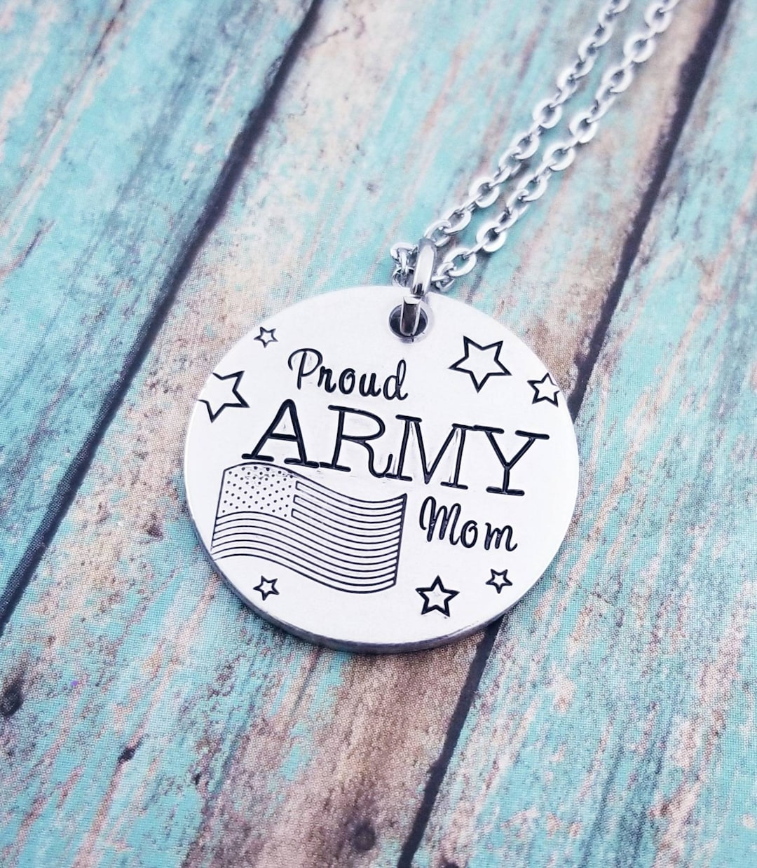 Silver Army Mom Necklace - Etsy