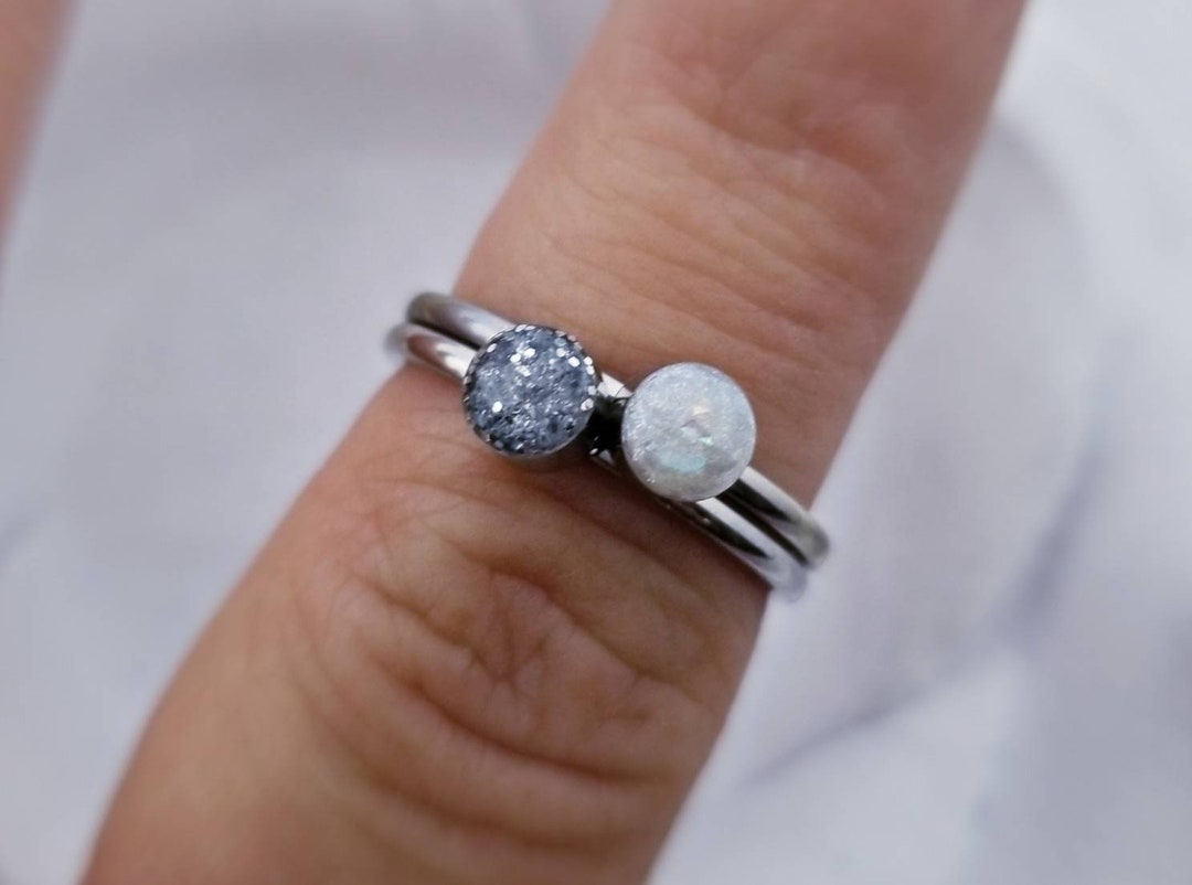 Cremation Ring Urn Stacking Rings With Ashes Custom 4mm Memorial Ring ...
