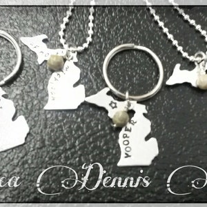 Michigan Jewelry - Petoskey Stone Necklace or Keychain * Hand Stamped ...