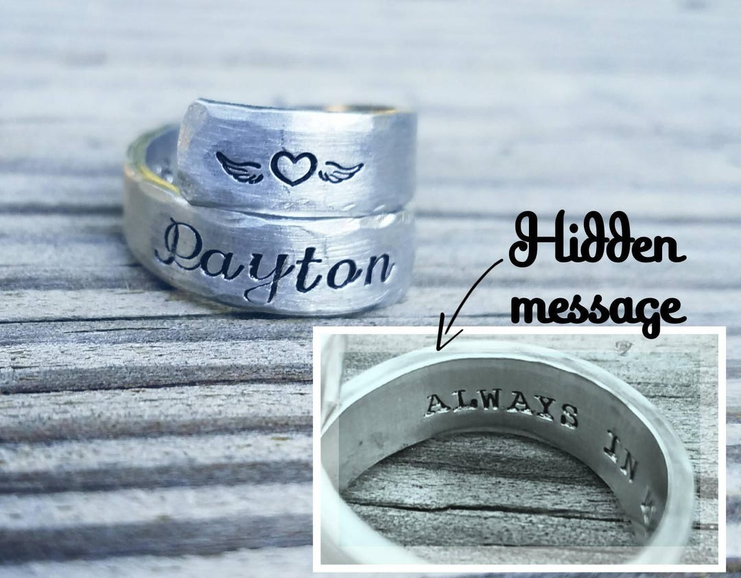 Memorial Ring With Hidden Message - Hidden Message Ring - Angel Wing ...