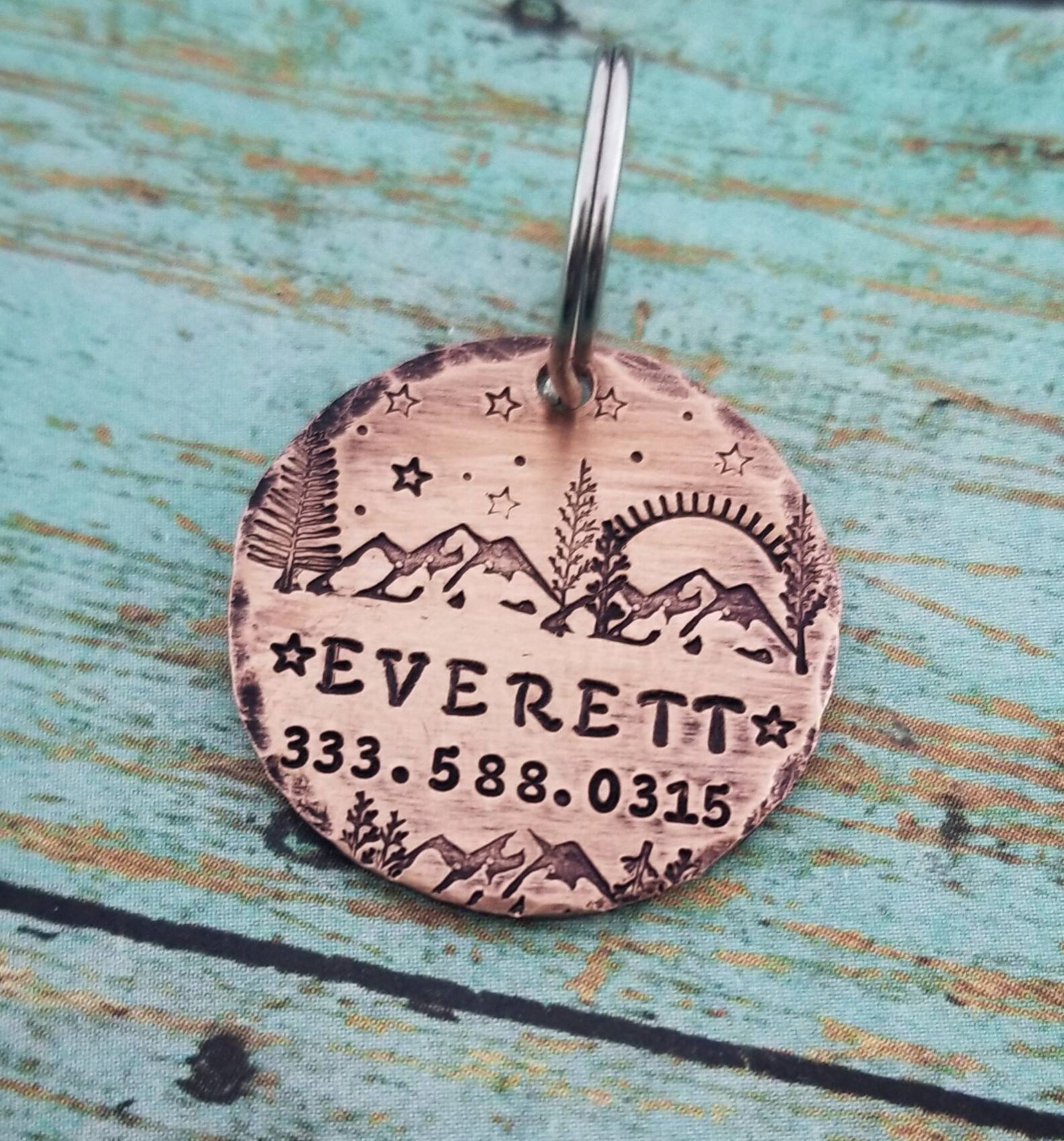 Rustic Dog ID Tag Hand Stamped Personalized Dog ID Dog Name - Etsy