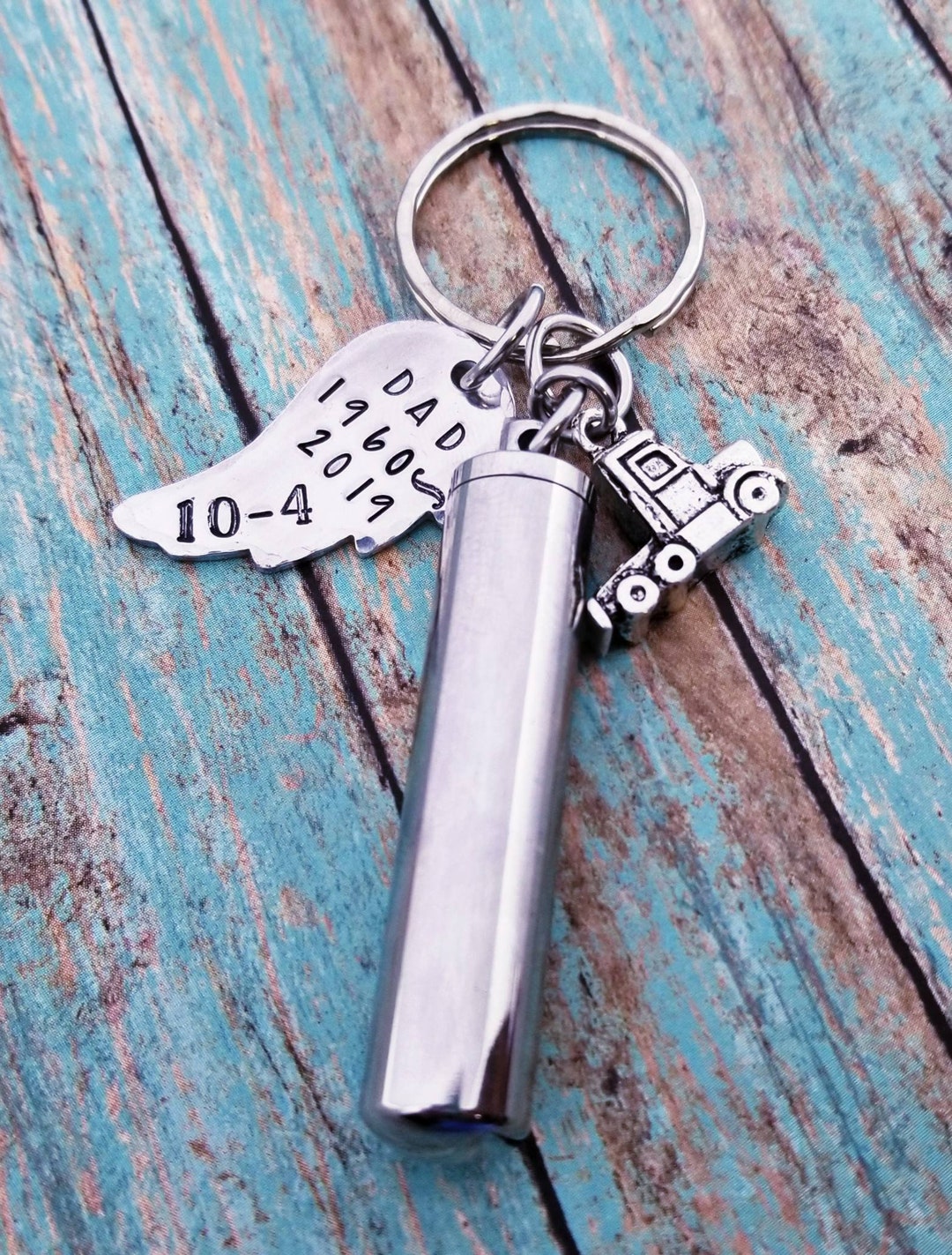 Trucker Memorial Keychain Dad Memorial Key Ring Truck Driver Cremation ...