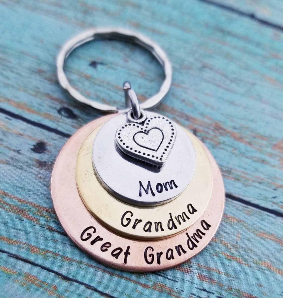 Mixed Metals 3 Disc Keychain Mom grandma Great-grandma 3 - Etsy