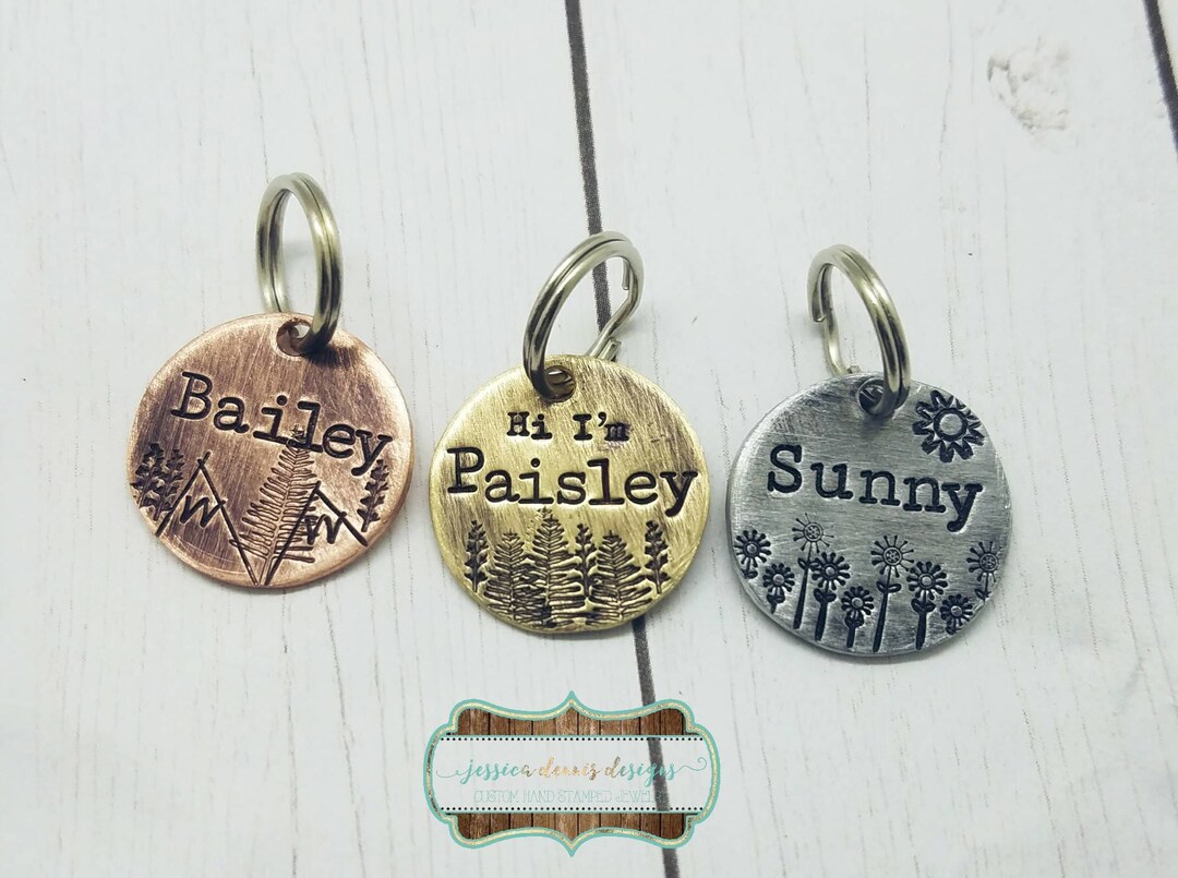 Rustic Pet ID Tag Dog Cat Tag- Custom Made - Hand Stamped ...