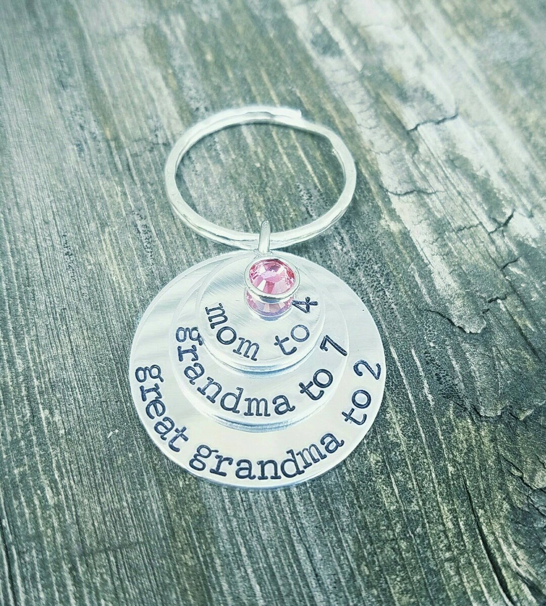 Mom Grandma Great Grandma Keychain - Custom Made - Birthstone Layered ...