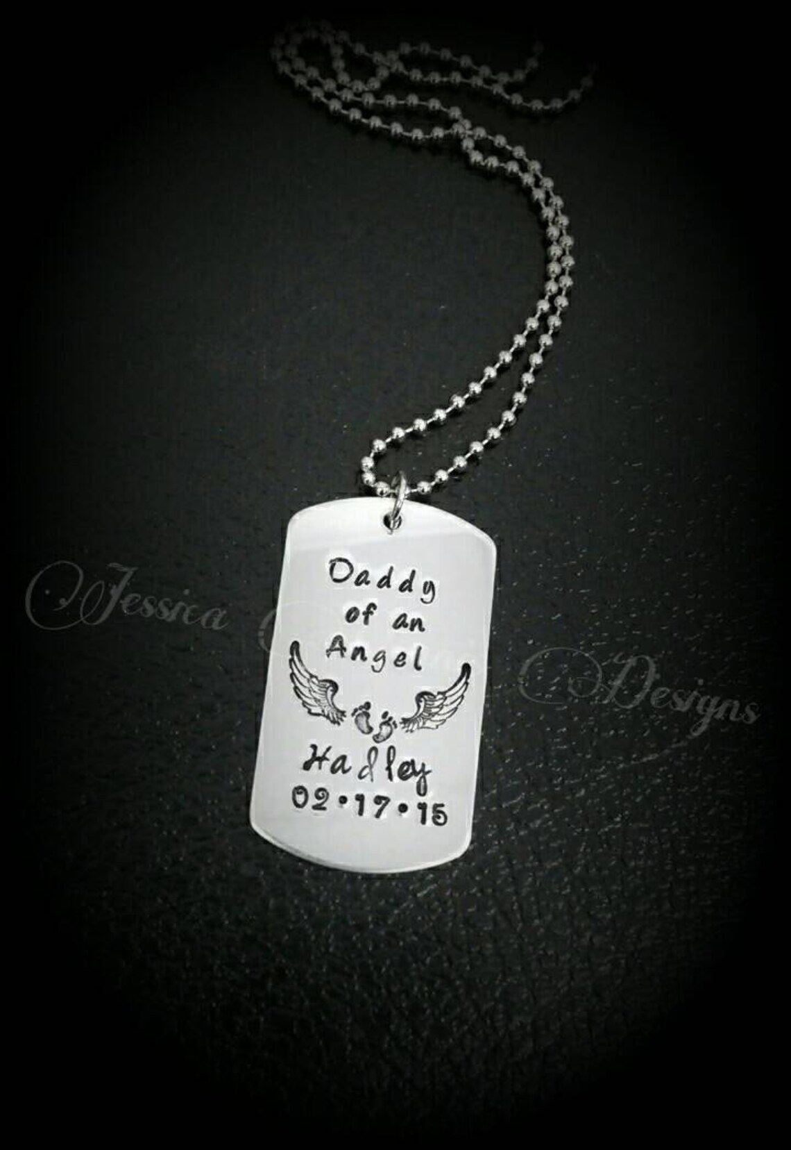 Daddy of an Angel Dog Tag Memorial Necklace Memorial Keychain - Etsy