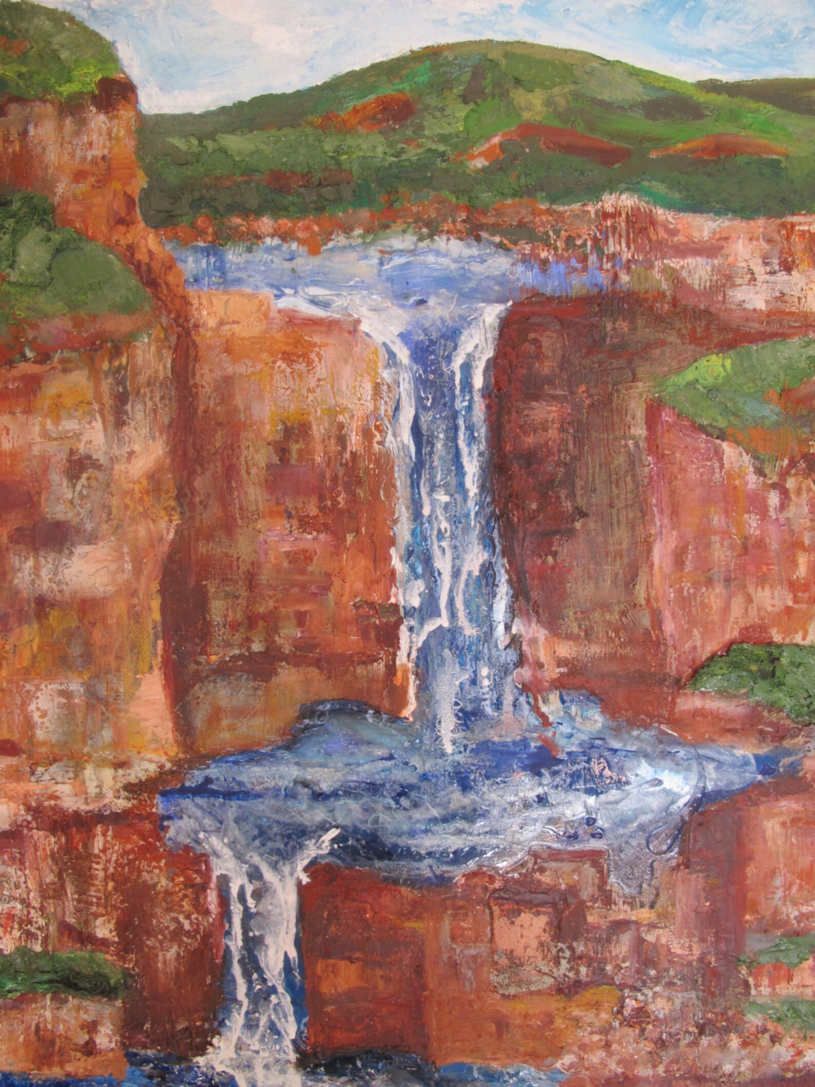 Waterfall Painting-original Landscape Painting/mixed Media/texture - Etsy