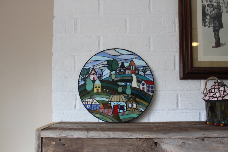 Mosaic Village Wall Decor | Etsy