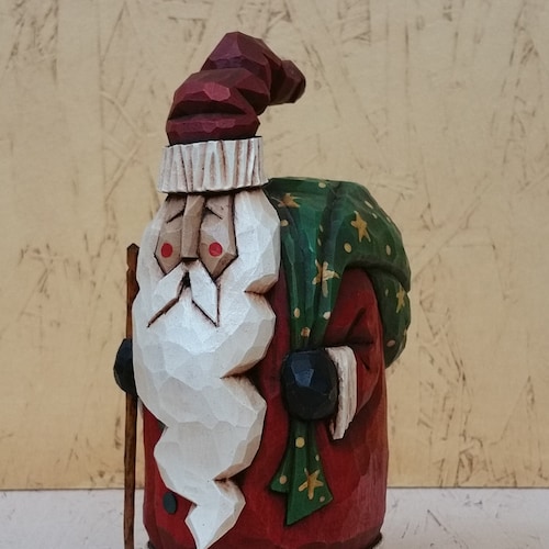 Cardinal Santa Primitive Folk Art Woodcarving | Etsy