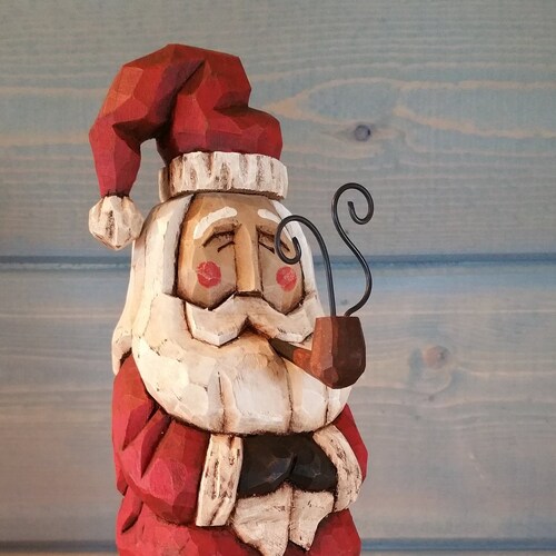 Sitting Santa Primitive Folk Art Woodcarving - Etsy