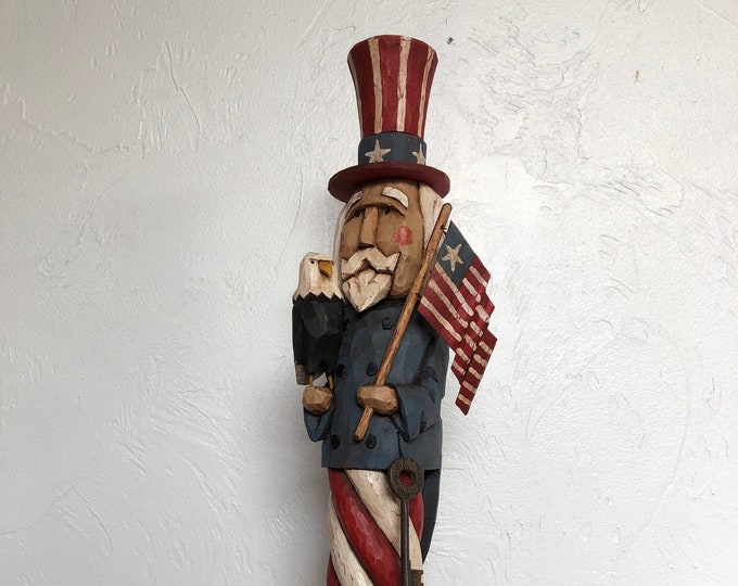 Twirly Uncle Sam Primitive Folk Art Wood Carving - Etsy
