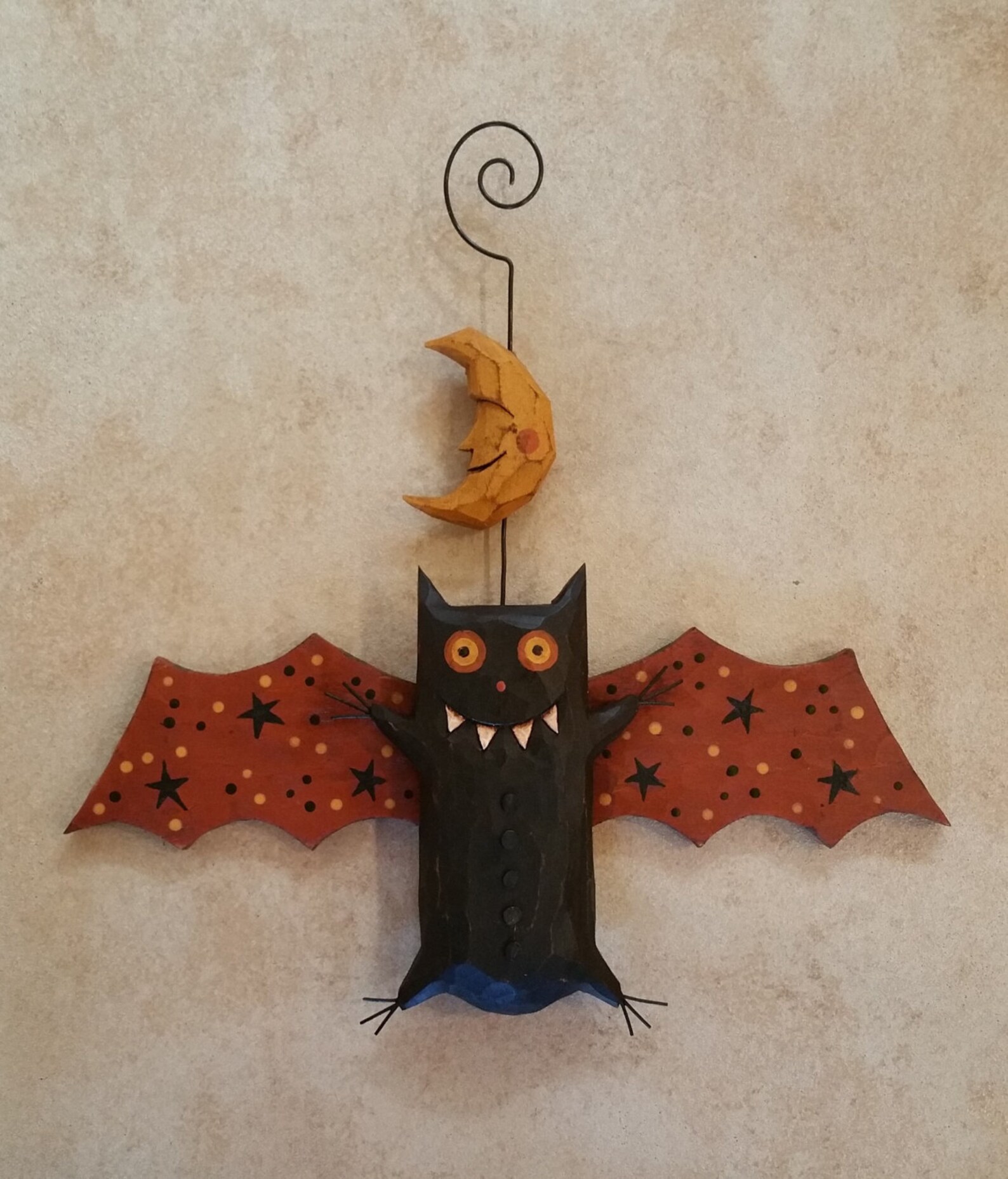 Batty Bat Primitive Folk Art Woodcarving - Etsy