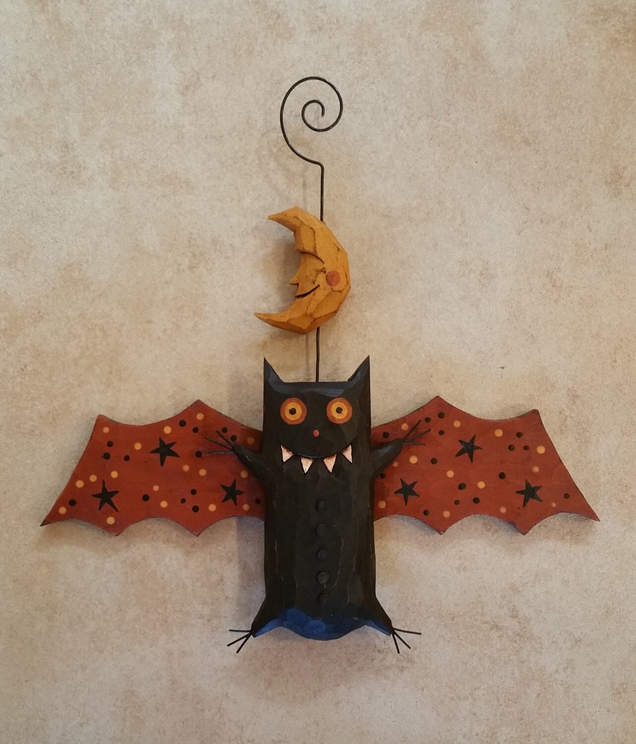 Batty Bat Primitive Folk Art Woodcarving - Etsy