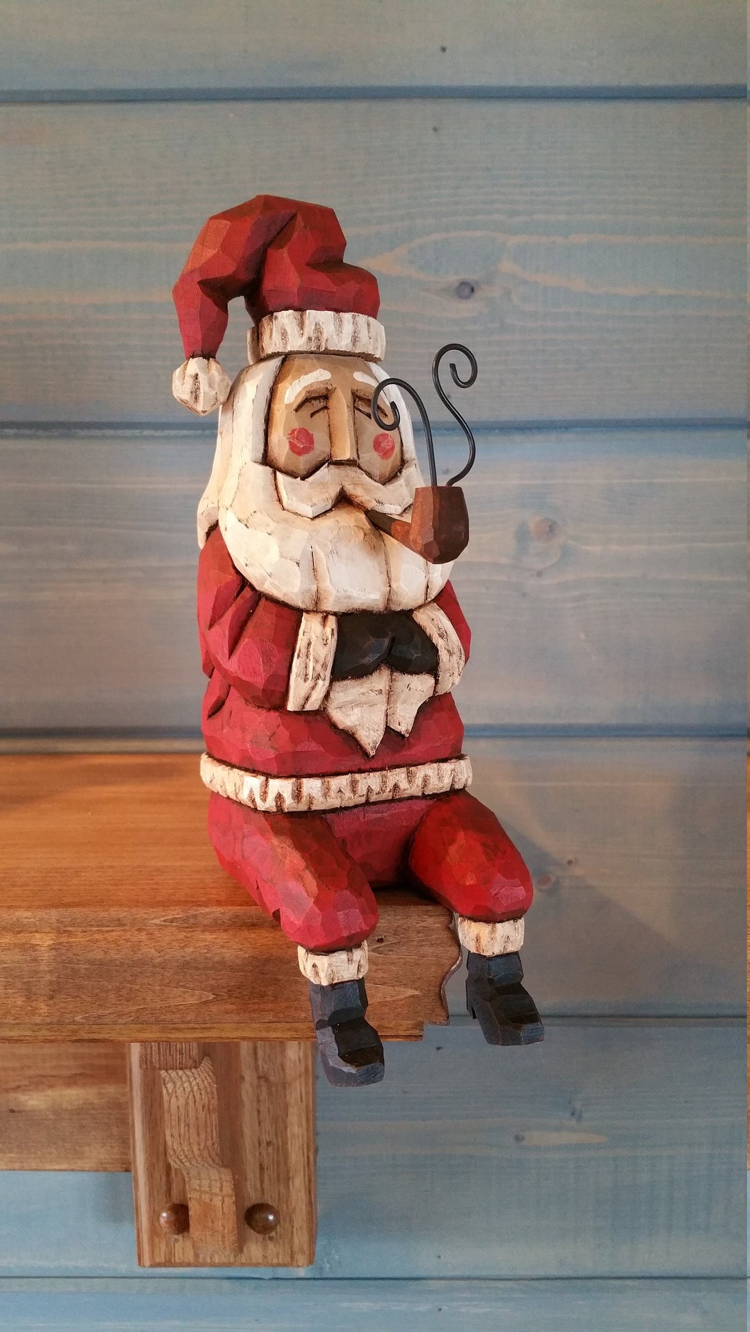 Sitting Santa Primitive Folk Art Woodcarving - Etsy