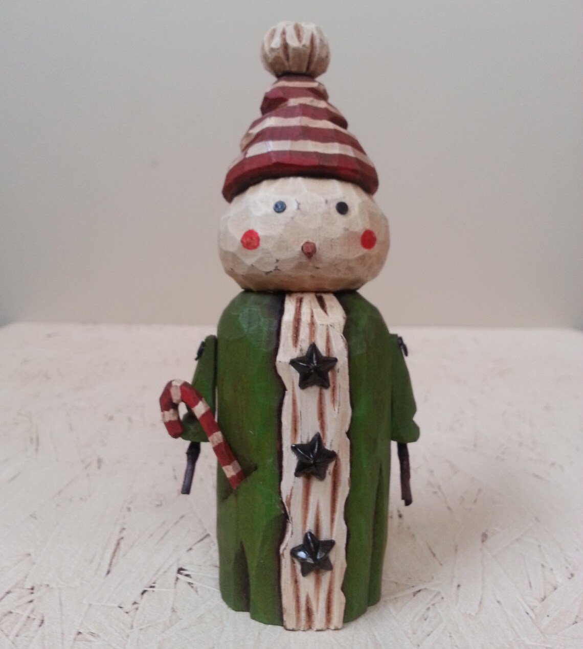 Super Cute Snowman Primitive Folk Art Woodcarving - Etsy