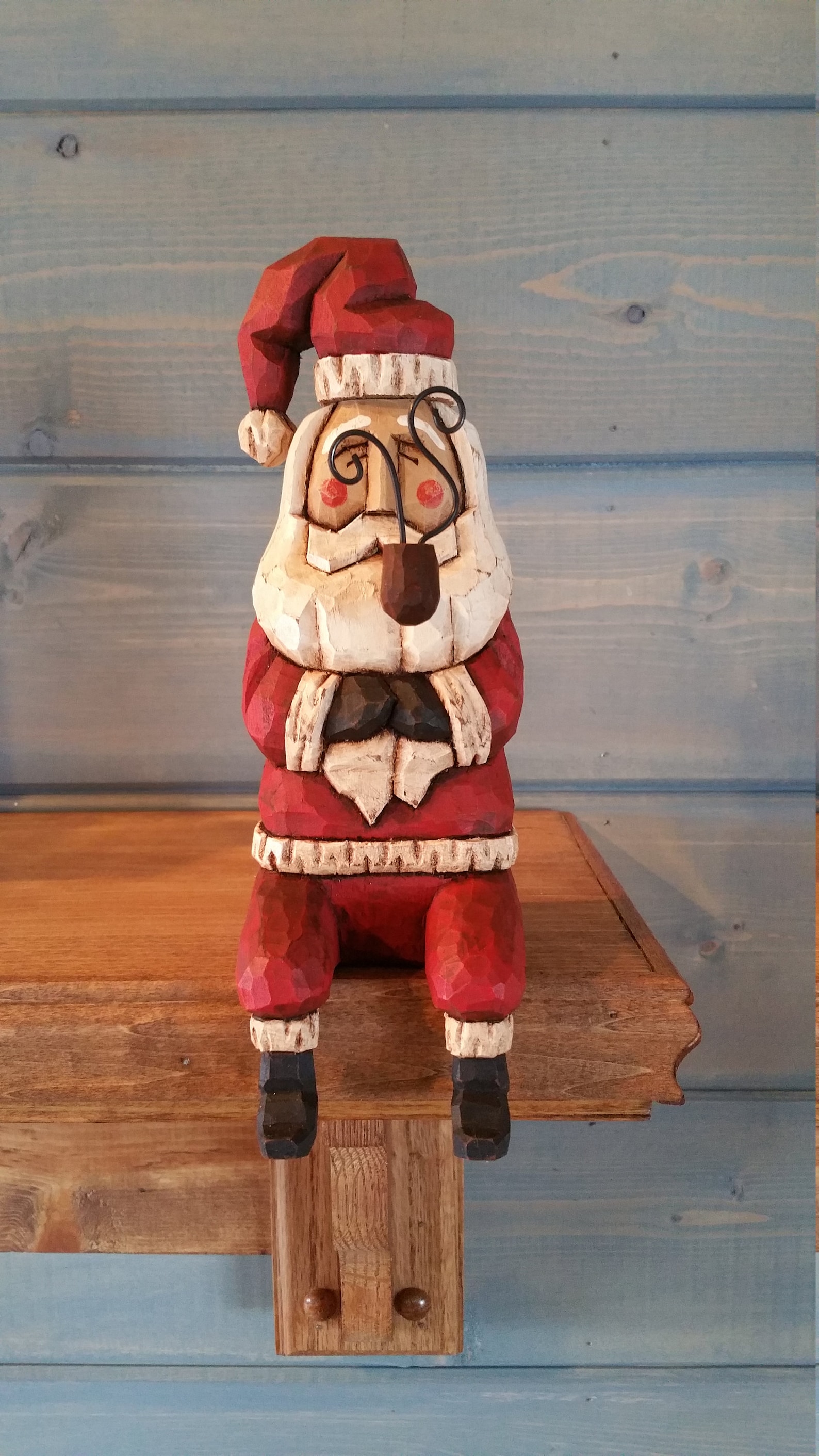 Sitting Santa Primitive Folk Art Woodcarving - Etsy