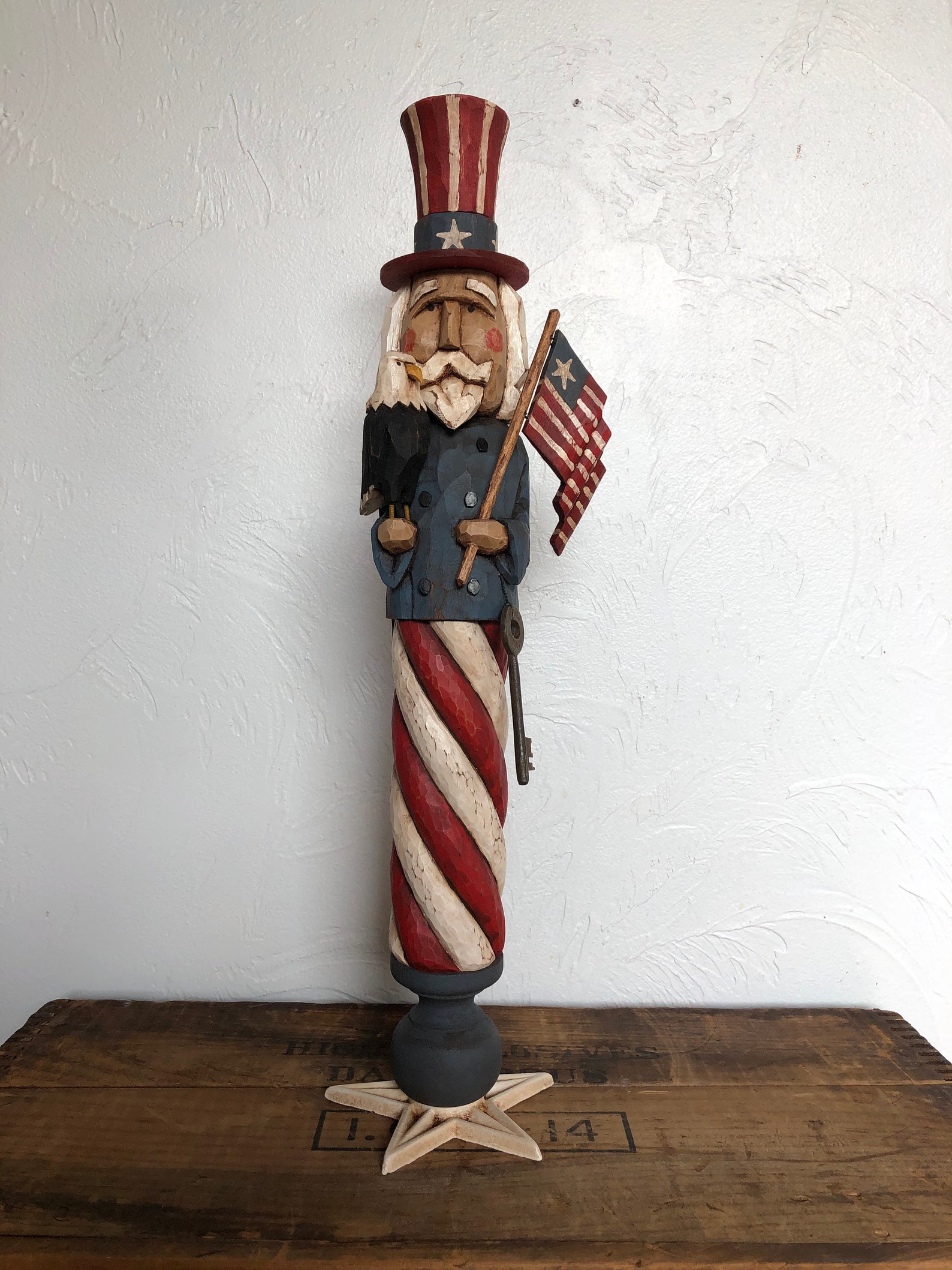 Twirly Uncle Sam Primitive Folk Art Wood Carving | Etsy