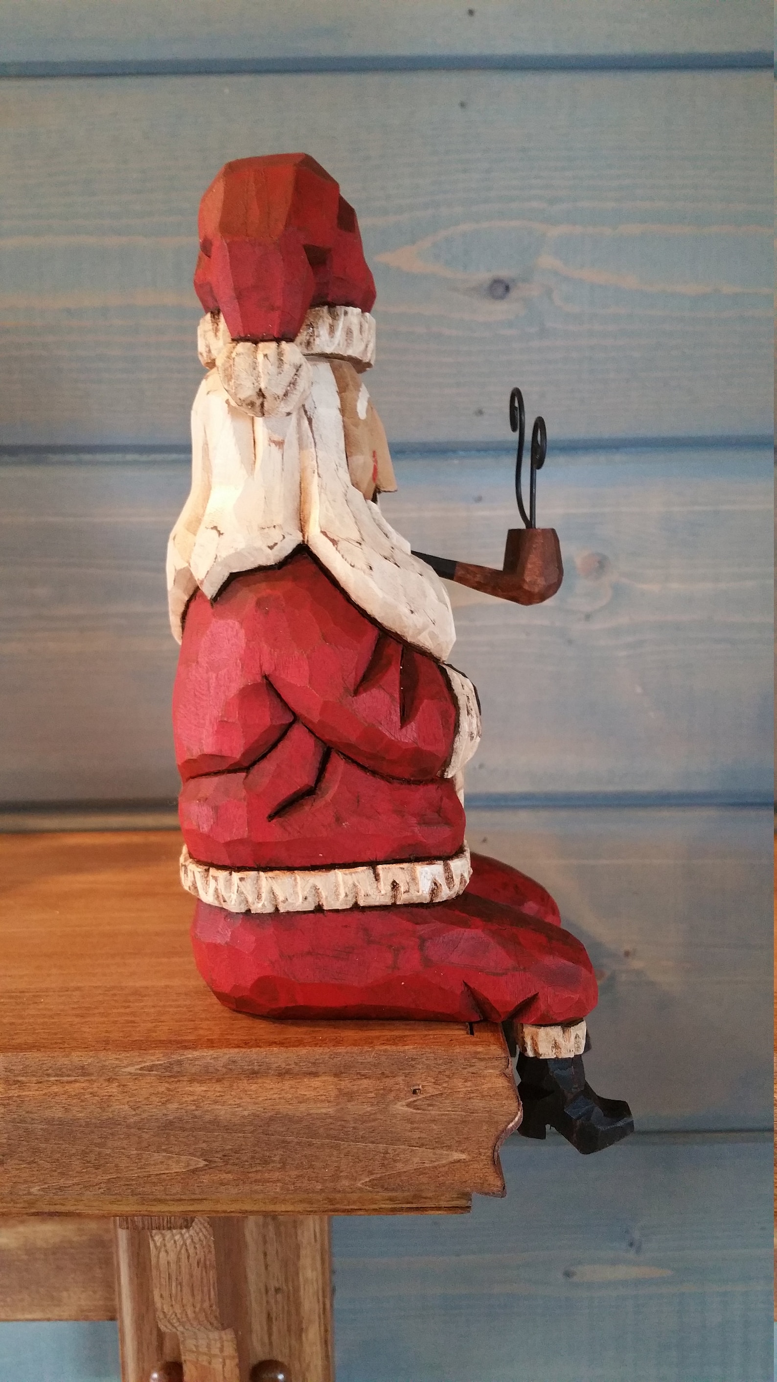 Sitting Santa Primitive Folk Art Woodcarving - Etsy