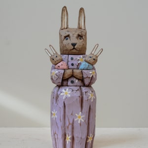 Mama Bunny Primitive Folk Art Woodcarving - Etsy