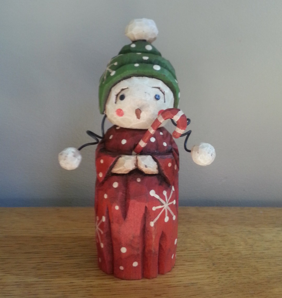 Snow Girl Primitive Folk Art Woodcarving - Etsy