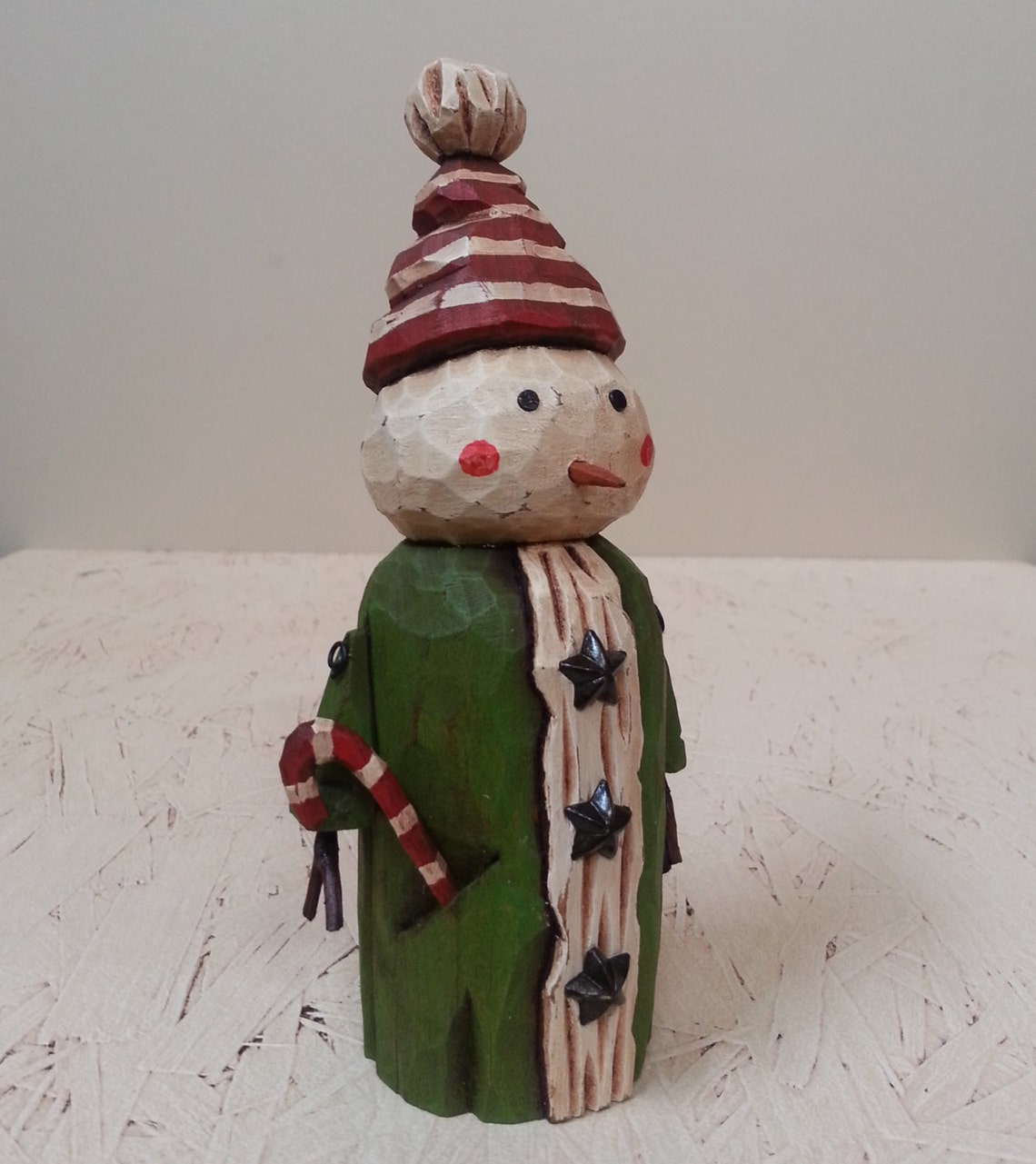 Super Cute Snowman Primitive Folk Art Woodcarving - Etsy