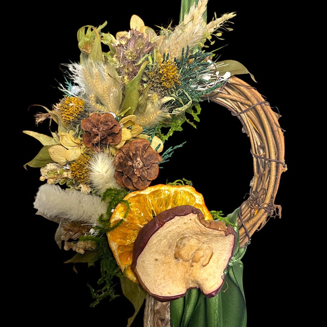 Imbolc Dried Floral Wreath- Dried Apples and Oranges, Bells - Etsy