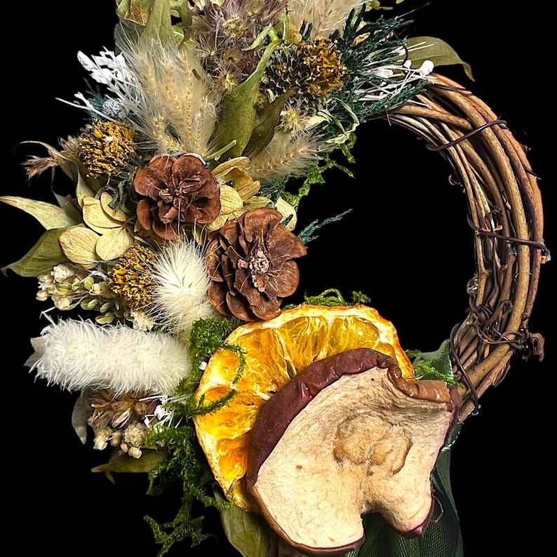 Imbolc Dried Floral Wreath- Dried Apples and Oranges, Bells - Etsy