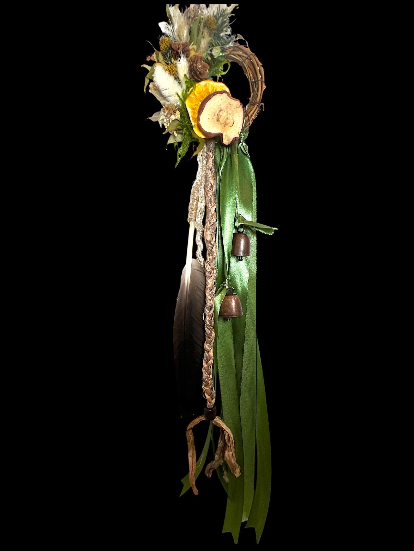Imbolc Dried Floral Wreath- Dried Apples and Oranges, Bells - Etsy