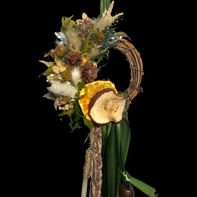 Imbolc Dried Floral Wreath- Dried Apples and Oranges, Bells - Etsy