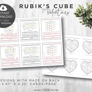 Valentine's Day Printable, Editable Kids' Rubik's Cube Valentines ...