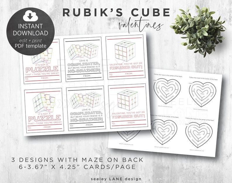 Valentine's Day Printable Editable Kids' Rubik's - Etsy