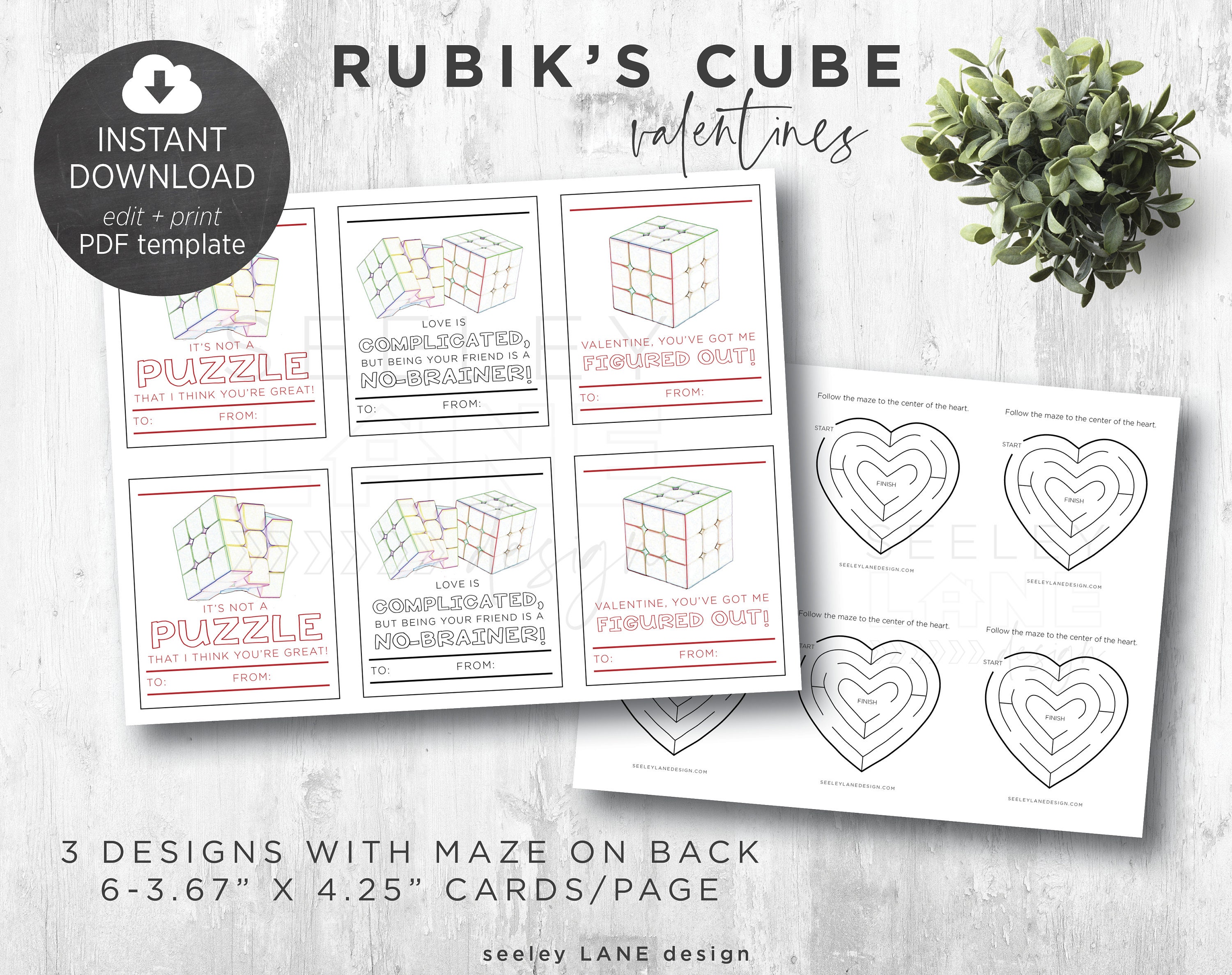 Valentine's Day Printable, Editable Kids' Rubik's Cube Valentines ...