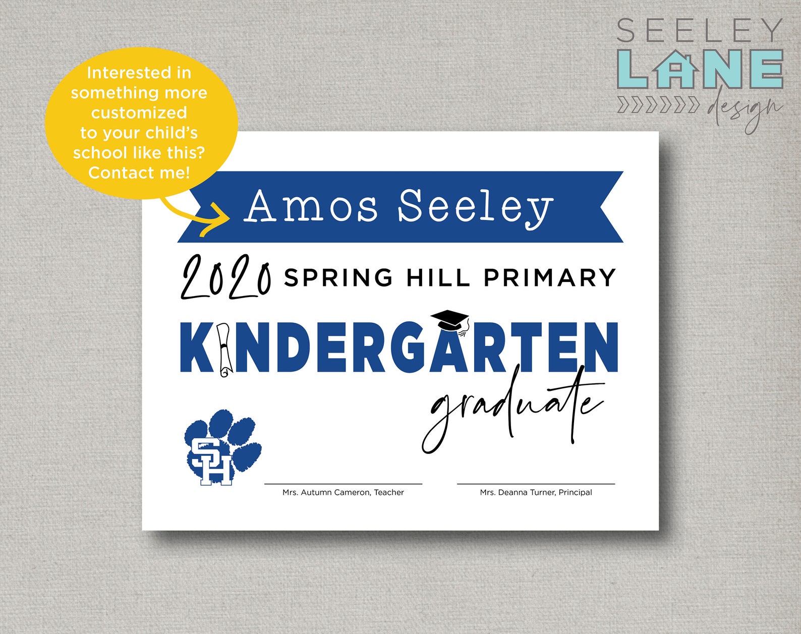 Kindergarten Graduation Sign Printable Fillable Instant - Etsy