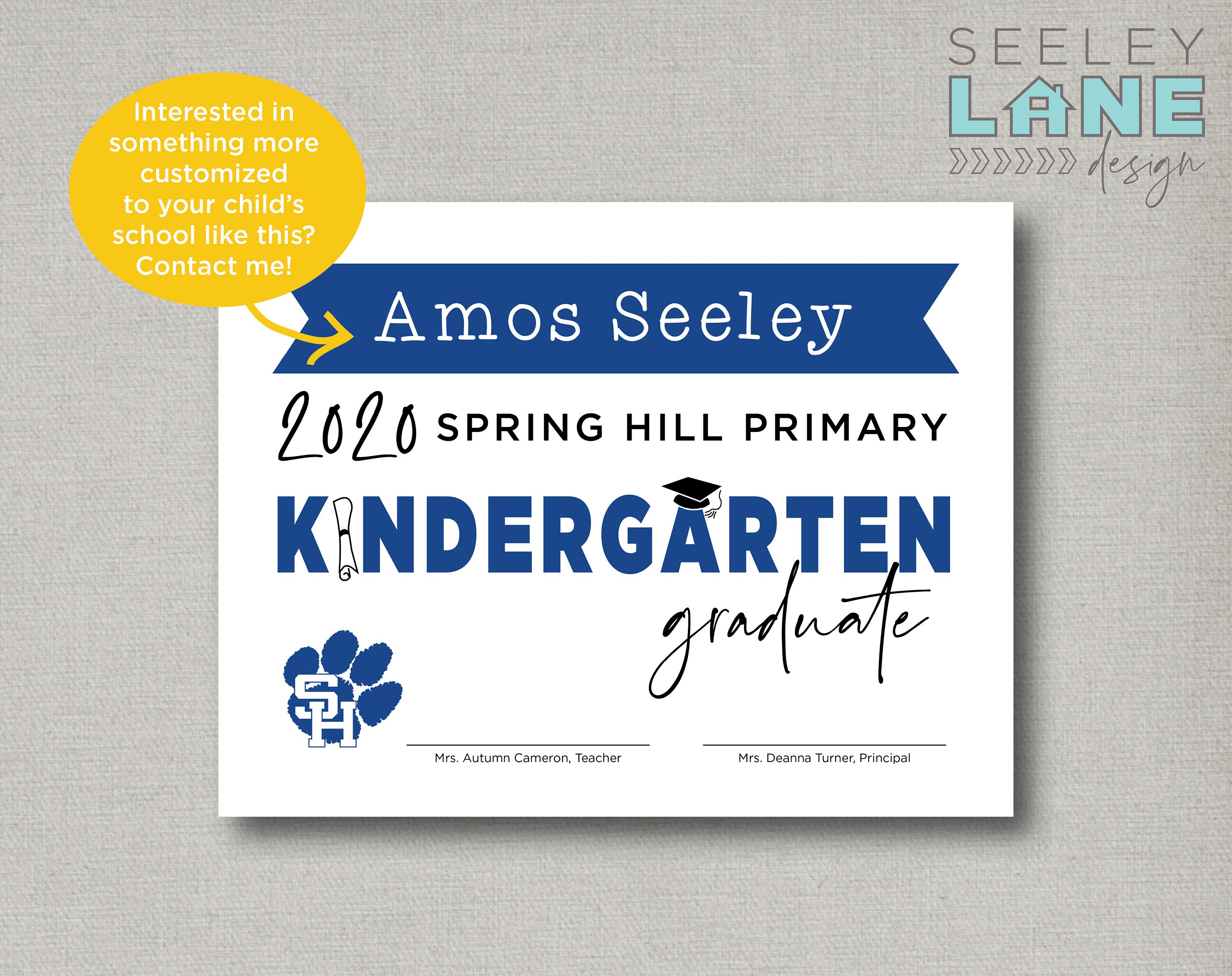 Kindergarten Graduation Sign, Printable, Fillable, Instant Download ...